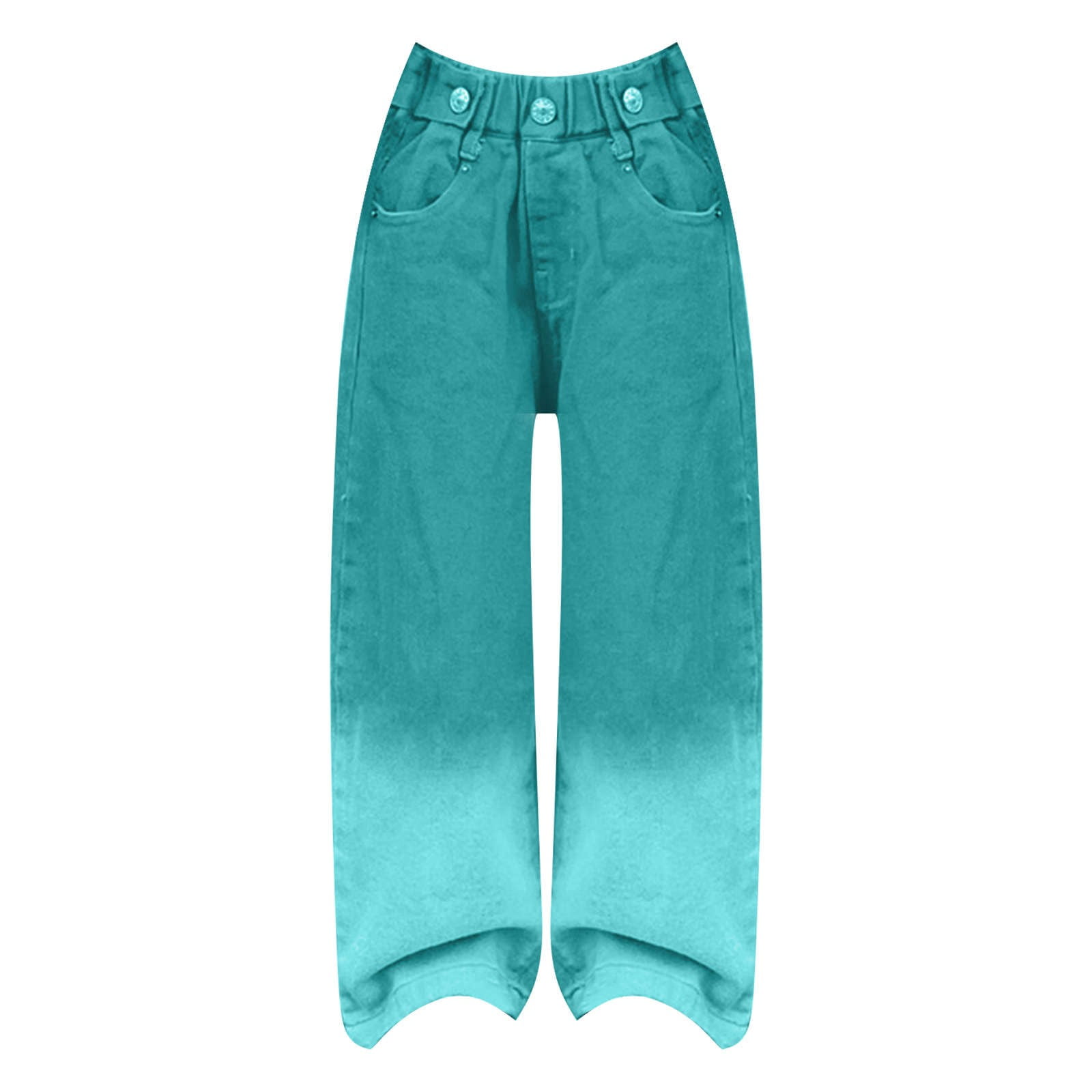 Generic Girls' Baggy Jeans Candy Colors High Rise Elastic Waist Wide ...