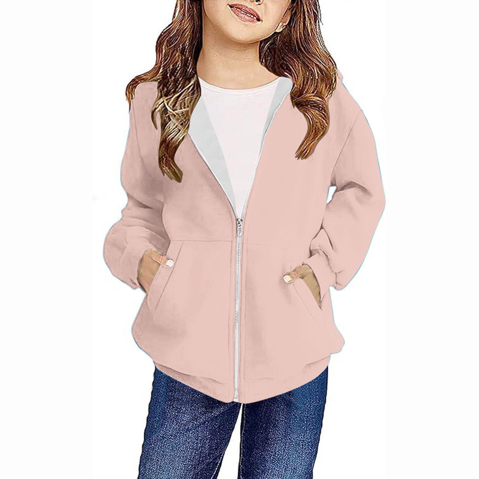 Generic Girls Oversized Zip up Hoodie Trendy Youth Hooded Sweatshirt ...