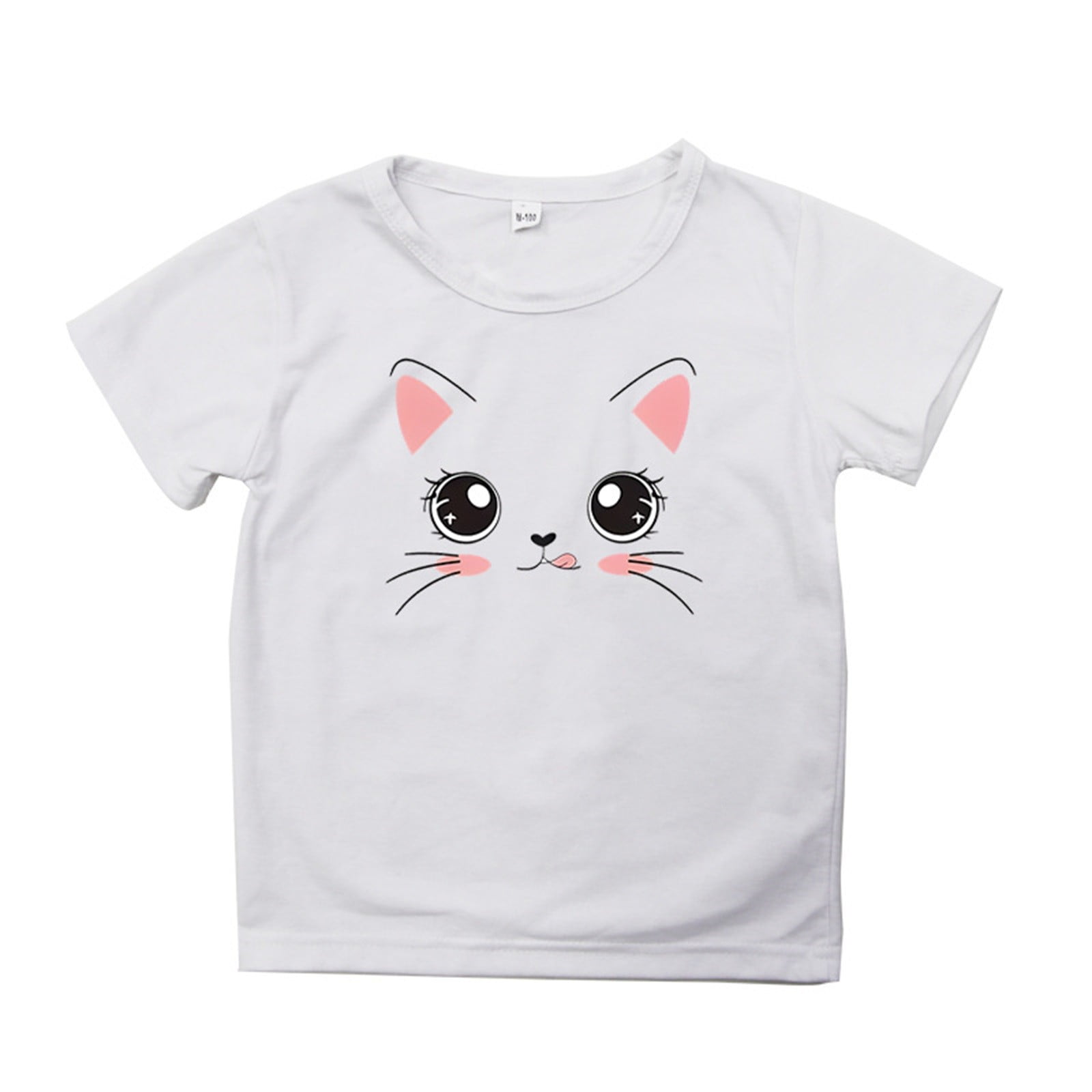 Generic Girls Summer Loose Casual Trendy Cute Cat Printed Short Sleeve ...
