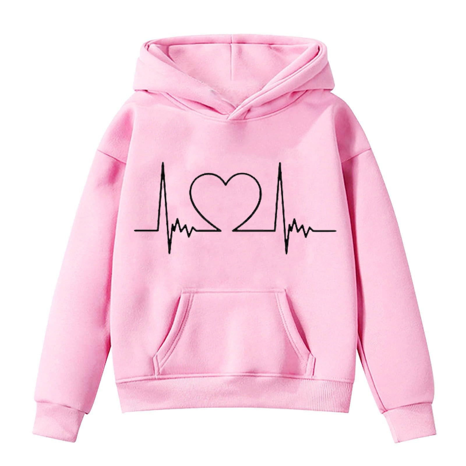 Generic Girls Valentine'S Day Heart Graphic Hoodie Kids Heart Patterned ...