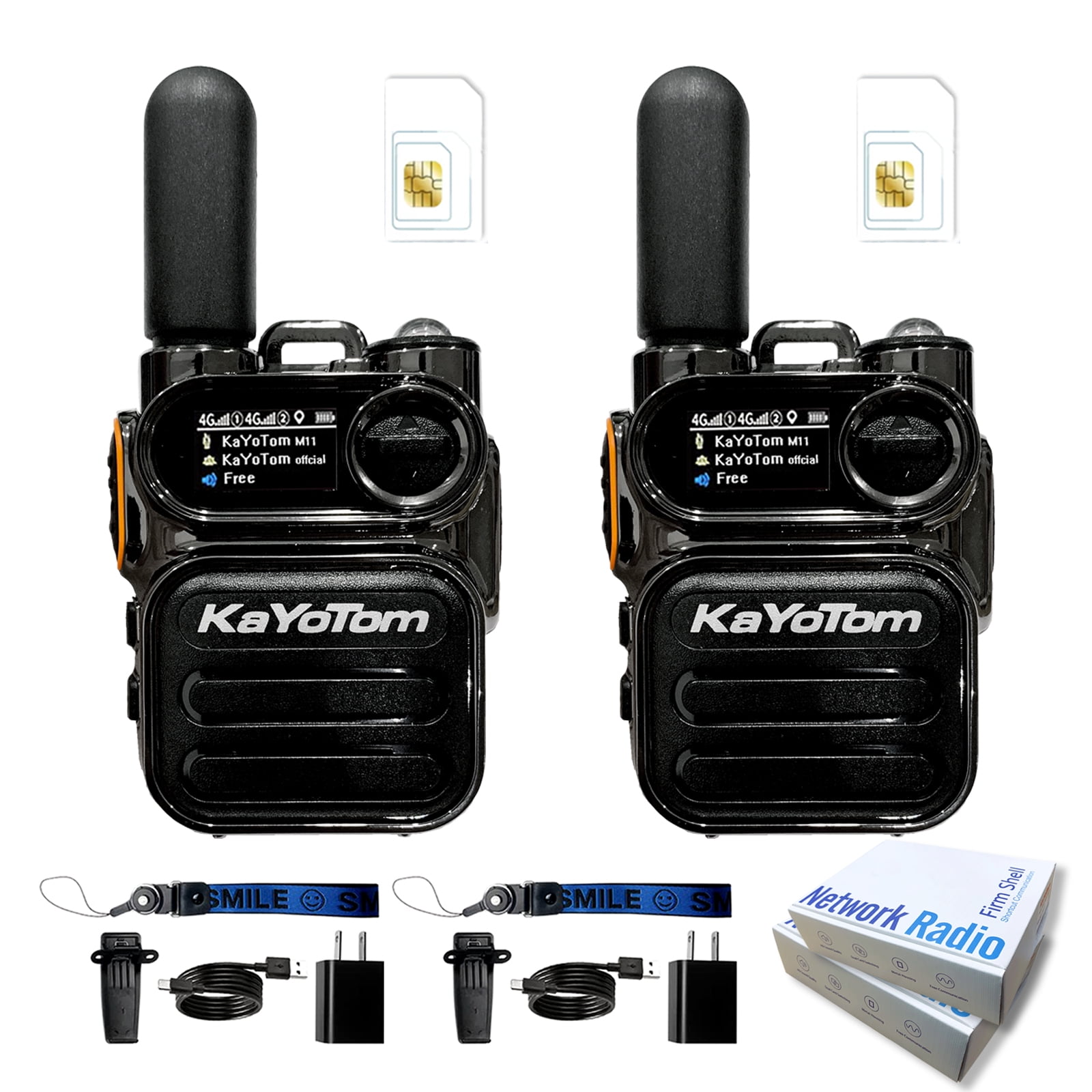 Kayotom Global walkie talkie,4G POC Long Range Adult Fast Gmrs Walkie Talkie,Two-Way Radio 2Pcs ...