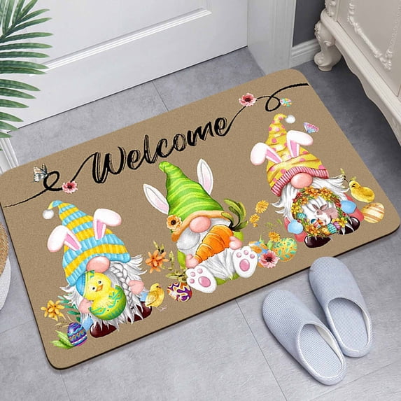 Generic Happy Easter Area Rugs for Living Room, Gnome Rabbit Ear Pink ...