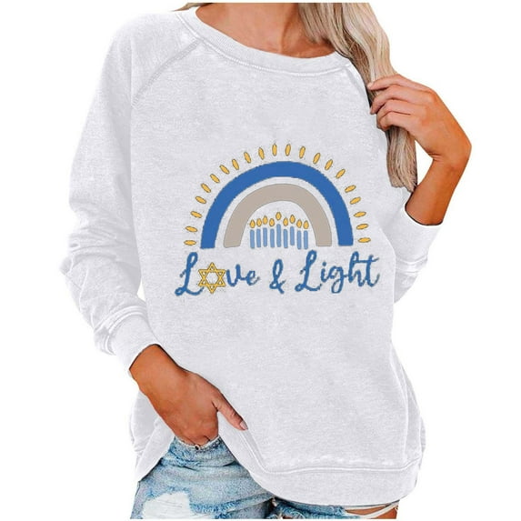 Generic Happy Hanukkah Shirts for Women Menorah Chanukah T-Shirt Jewish ...
