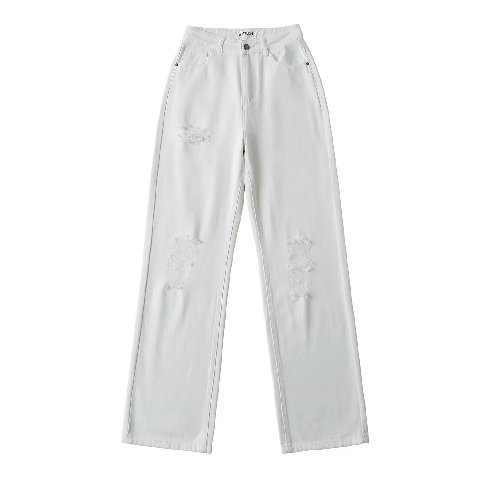 Generic High Street Tide Cool Front and Back Ripped Straight Pants ...