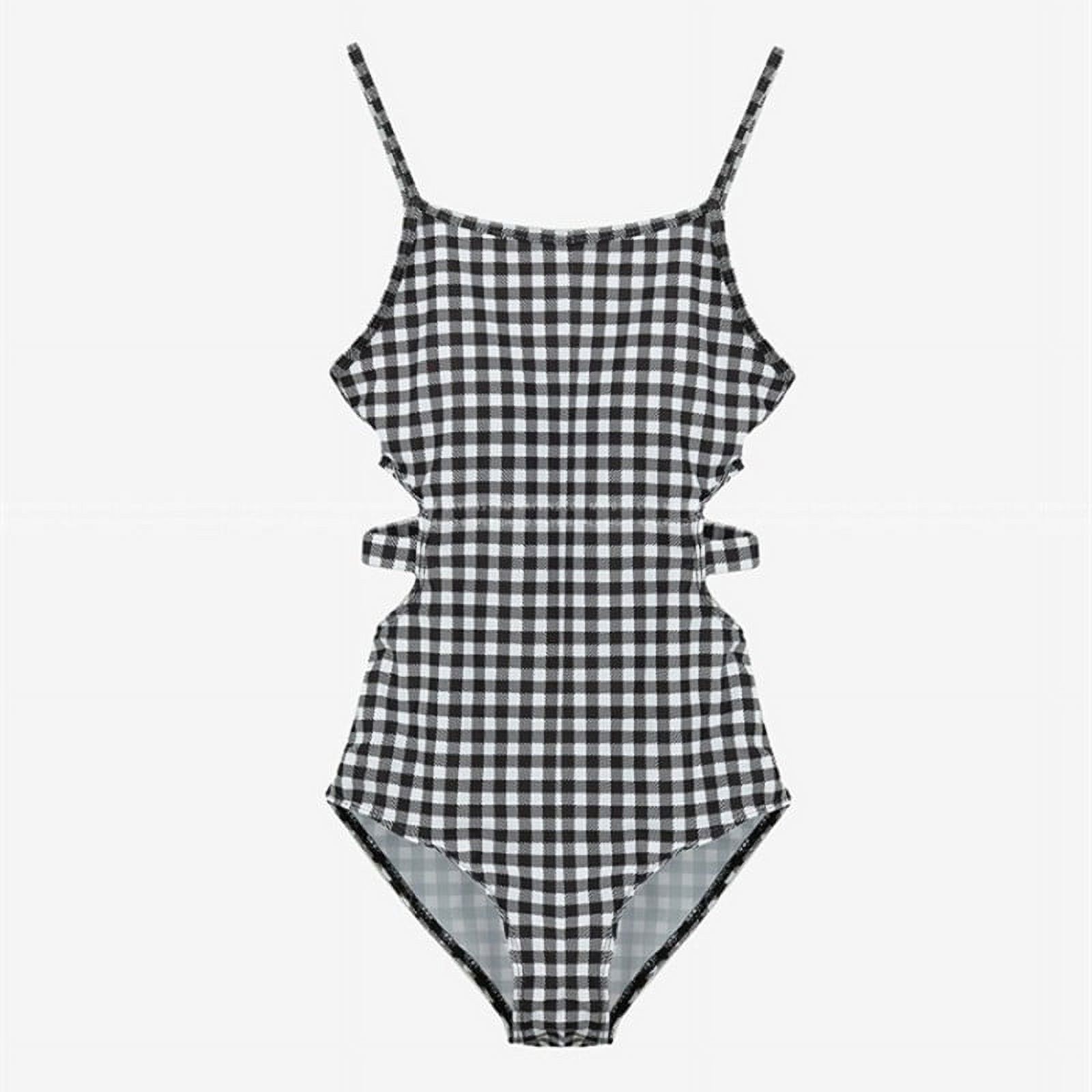 Generic INS Style Plaid One-Piece Swimsuit Hollow Thin Student Small ...