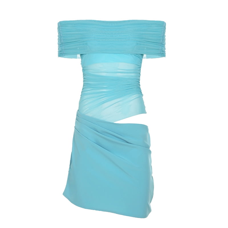 Generic INS Woman Style off Shoulder Dopamine Dress Sexy See-through ...