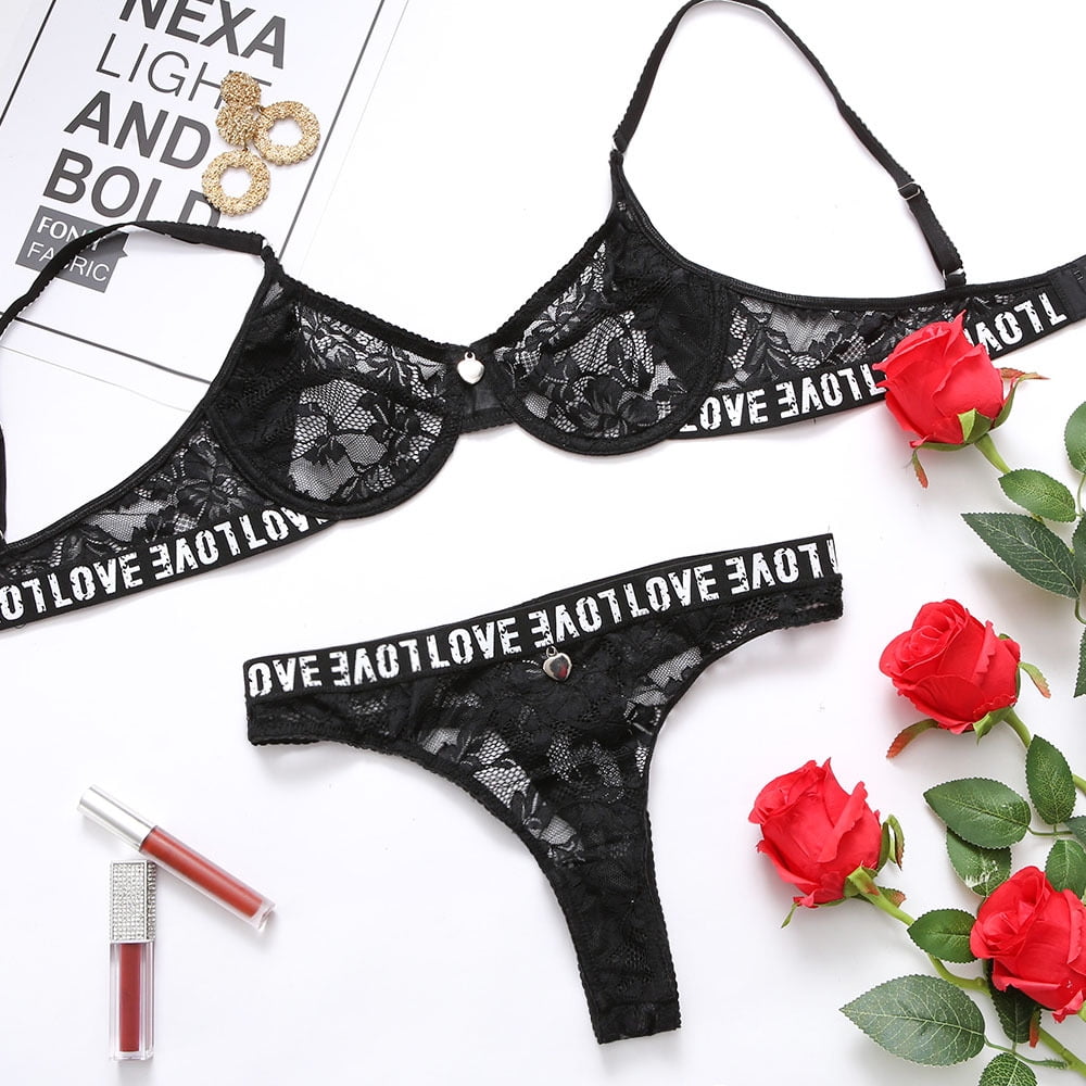 Generic Ins New Popular Lace Letter Ribbon Sexy Underwear Suit Female ...