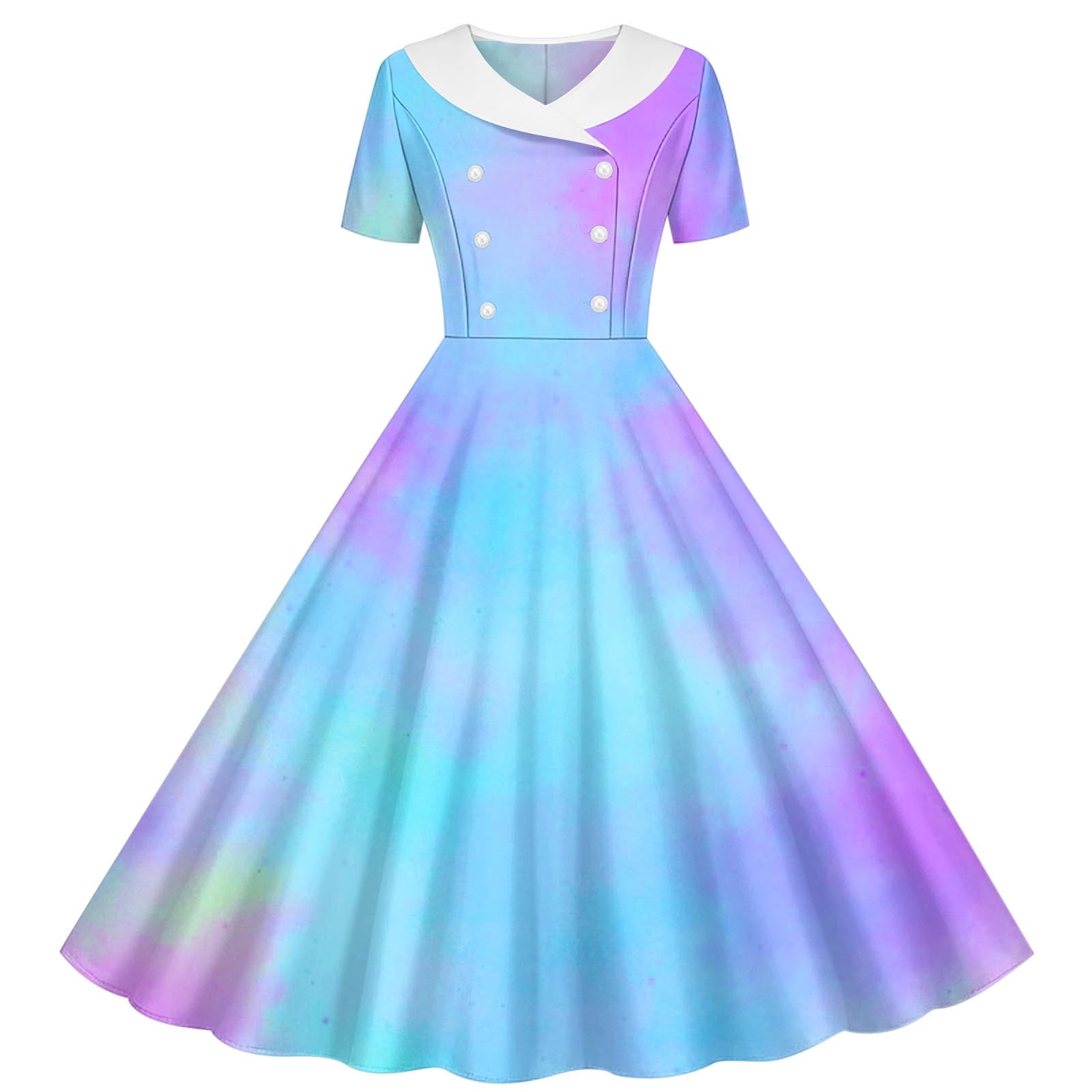 Generic Kids Double Breasted Notch Lapel Dresses Vintage Short Sleeve ...