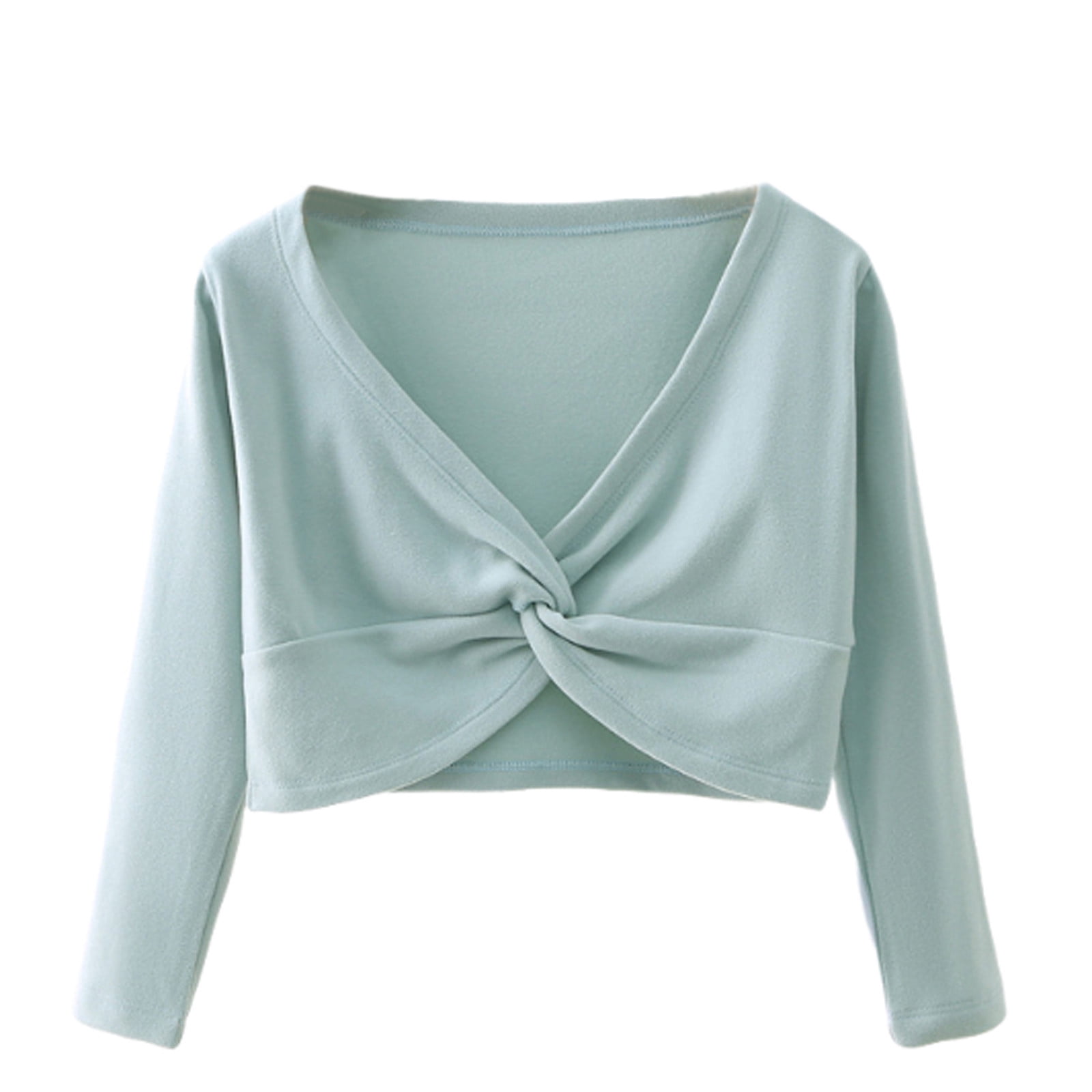 Generic Kids Girls Ballet Wrap Tops Long Sleeve Crossover Velvet ...