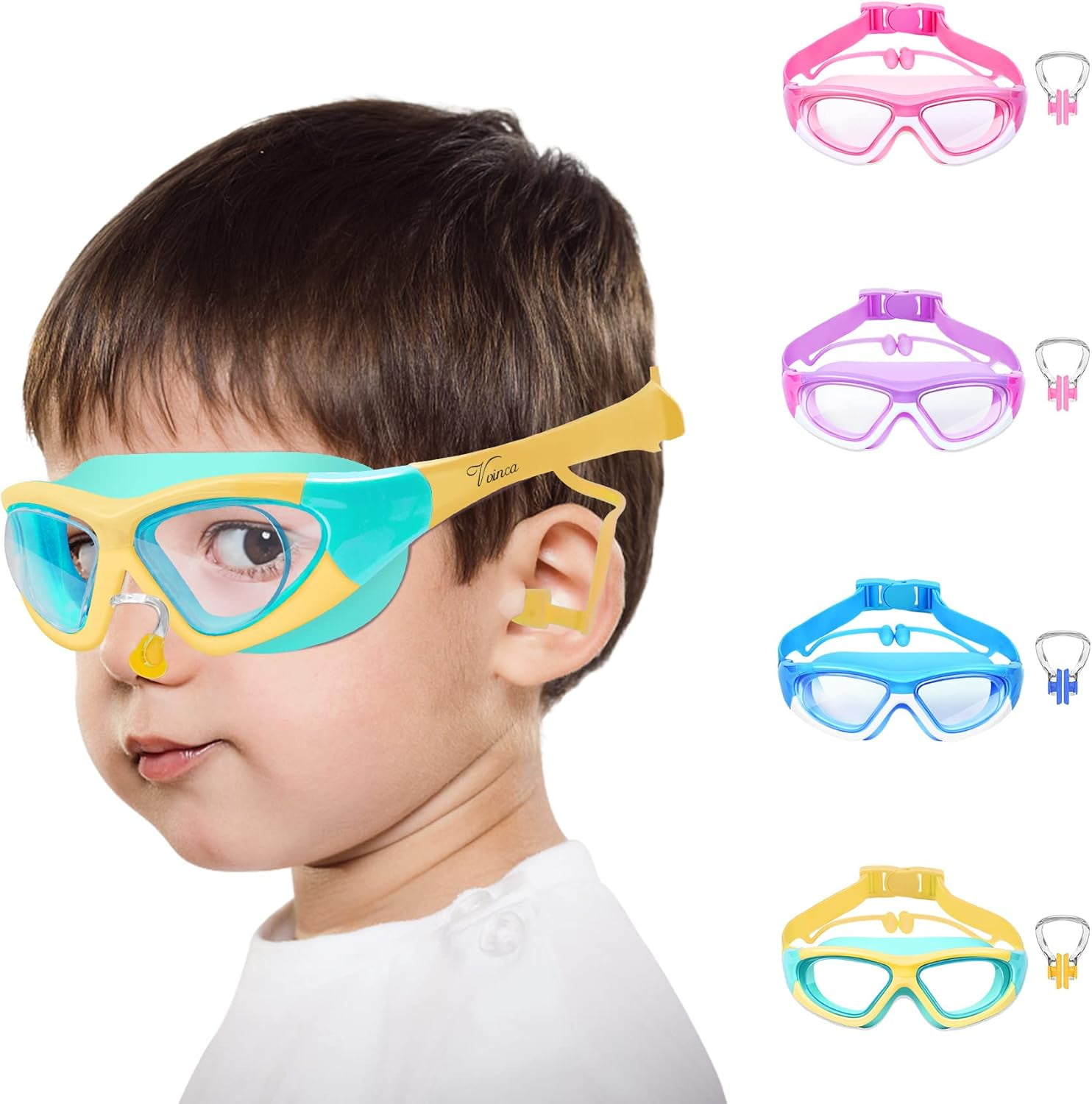 Generic Kids Swim Goggles for Kids 3-12, 2024 Upgraded Design with Ear ...
