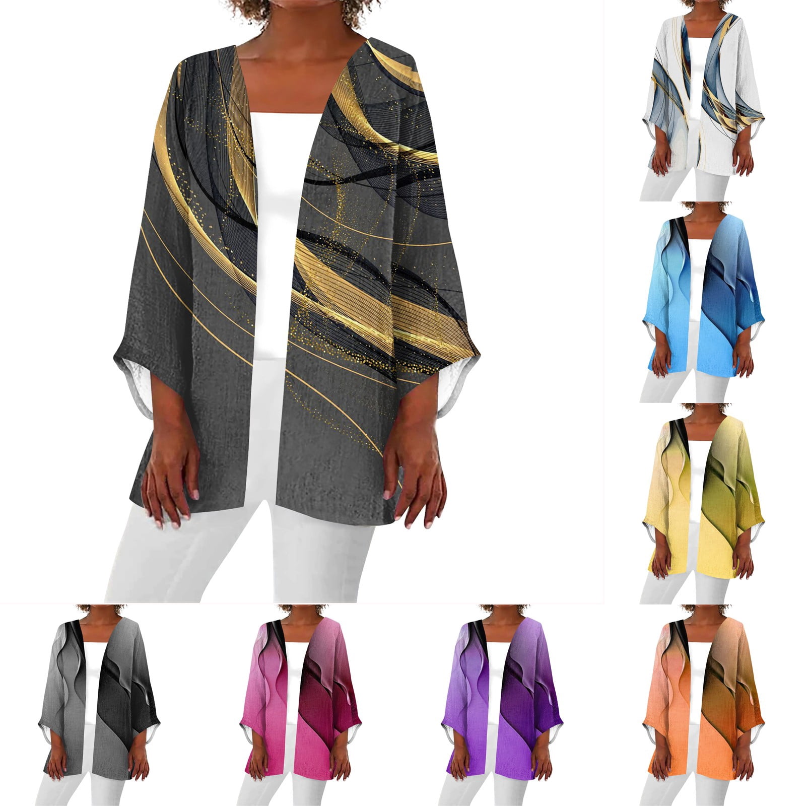 Generic Kimonos for Women Plus Size Lightweight Floral Printed Tops ...