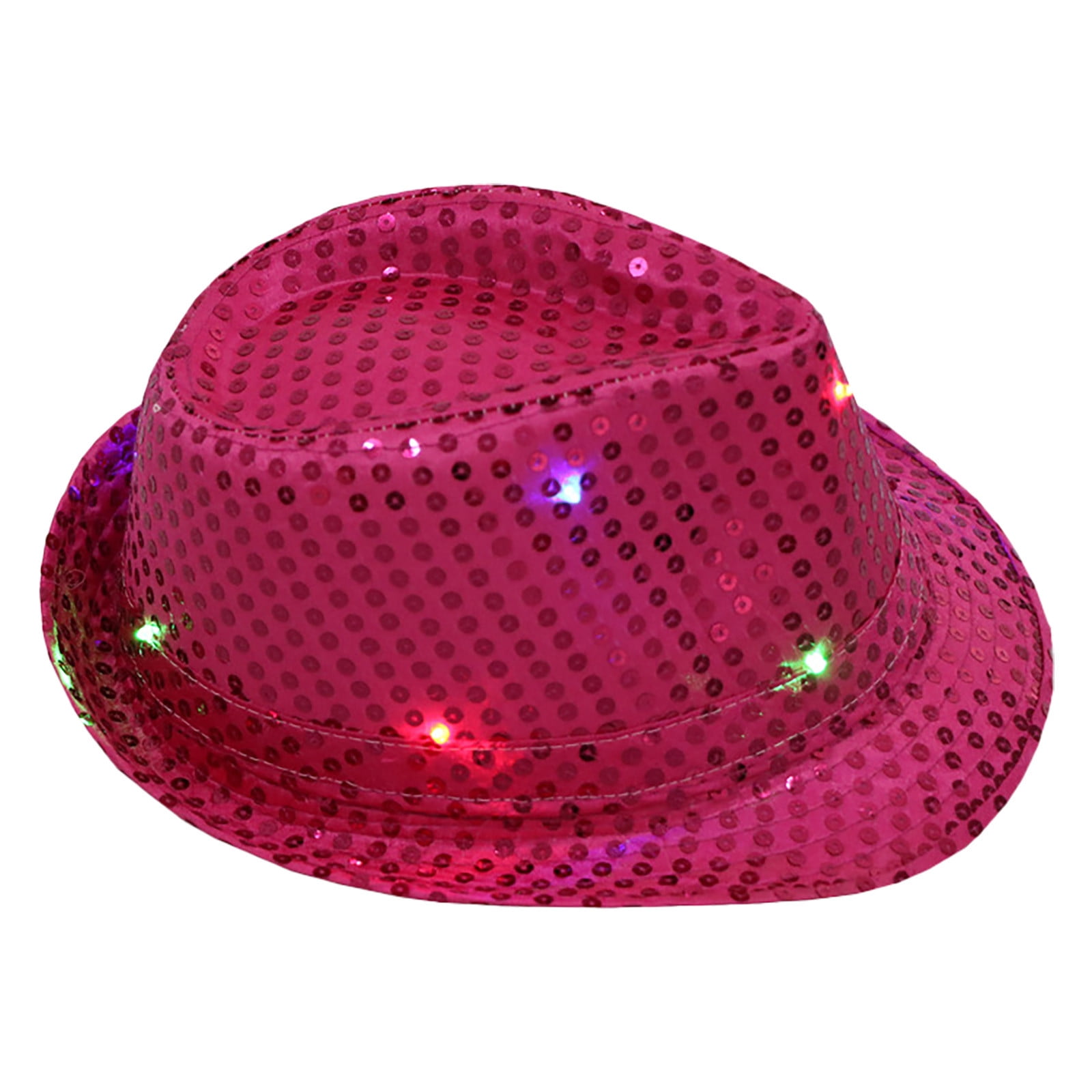 Generic LED Sequin Glow Jazz Hat Performance Props Flash Cowboy Hat ...