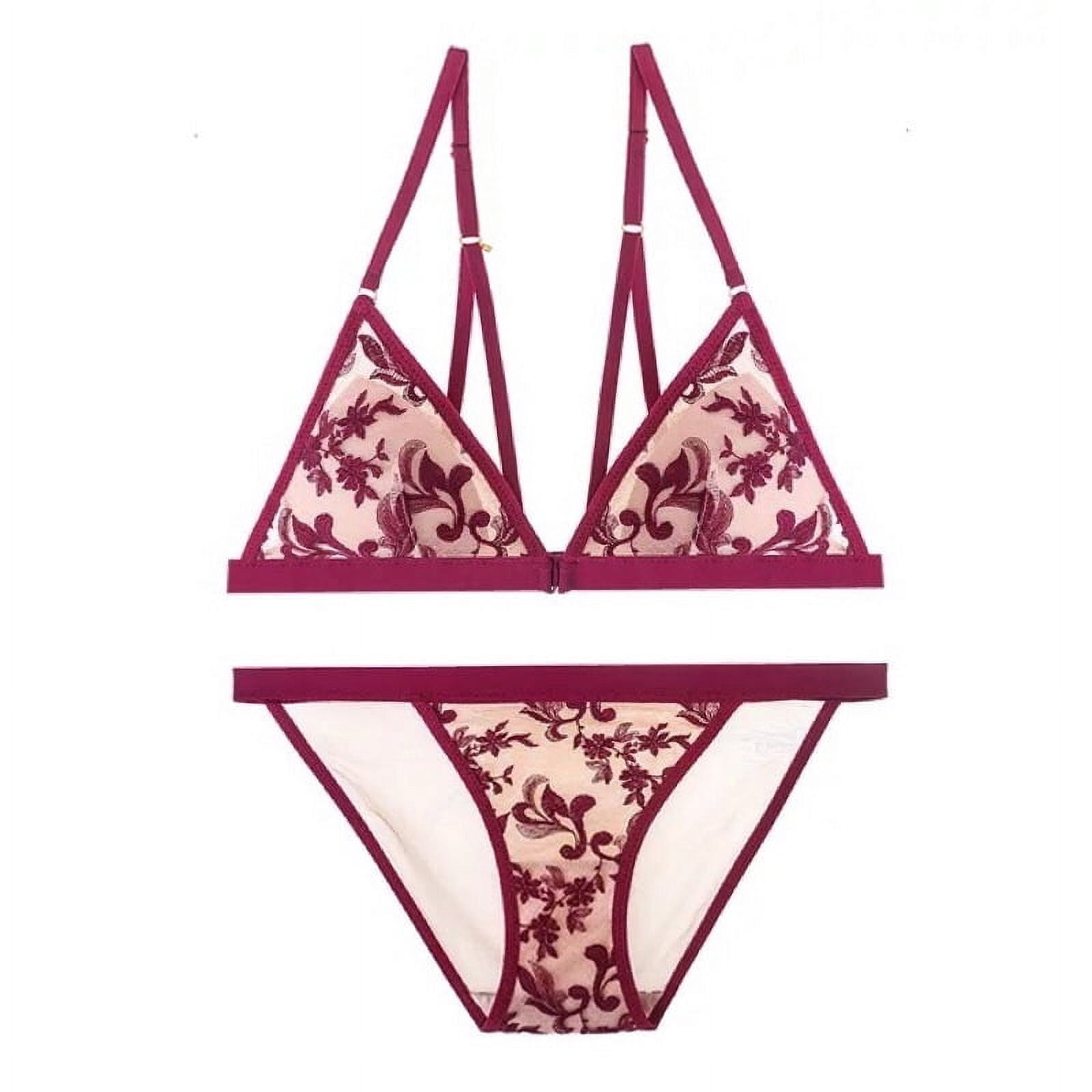 Generic Lace Front Buckle Small Chest Push up Embroidery Triangle Cup ...