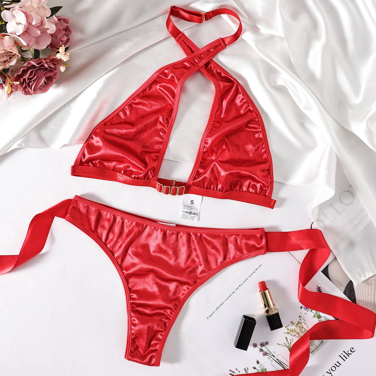 Generic Lace See-through Sexy Halter Cross Hollow out Underwear Sexy ...