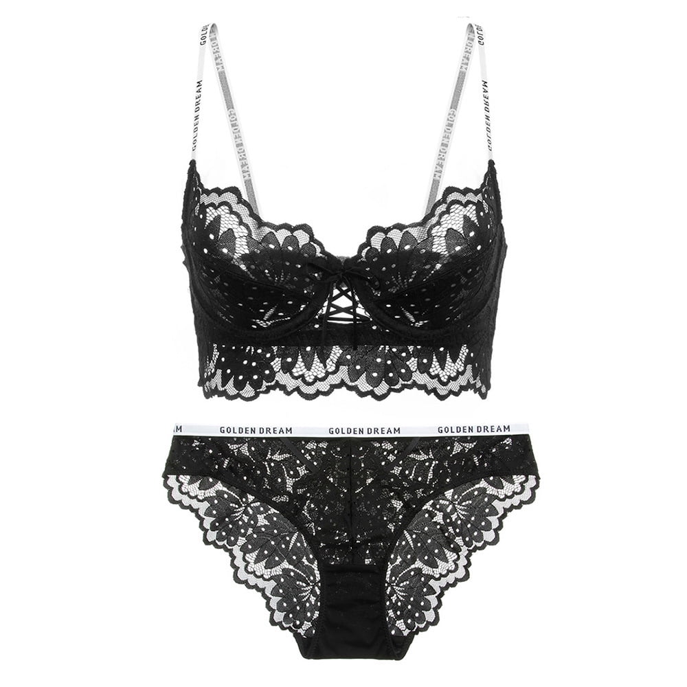 Generic Lace Untra Thin Transparent Women's Bra Set Ribbon Sexy Bra ...