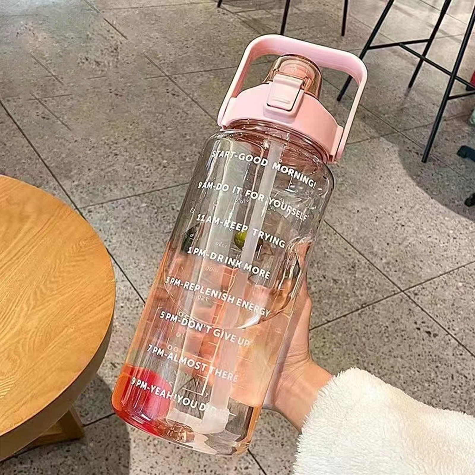 Generic Large Clear Gallon Water Bottle With Time Marker And Straw, Leakproof Water Bottle With ...