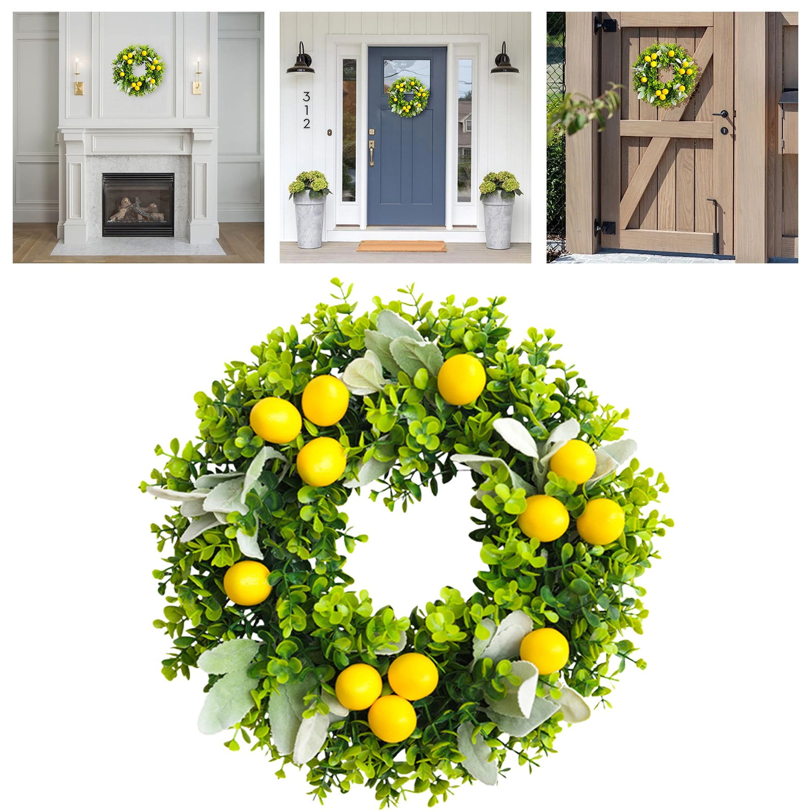 Generic Lemon Green Leaf Wreath - Artificial Greenery Wreath With ...