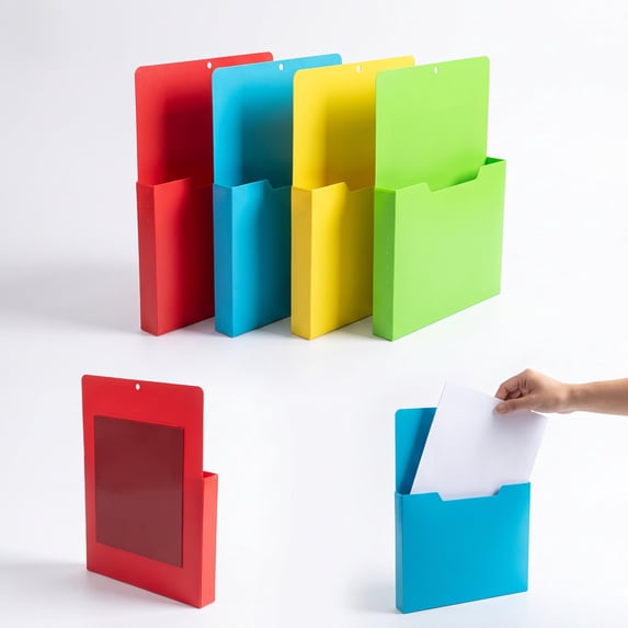Generic Magnetic Wall File Holder Durable Metal Pocket Dual Mounting ...
