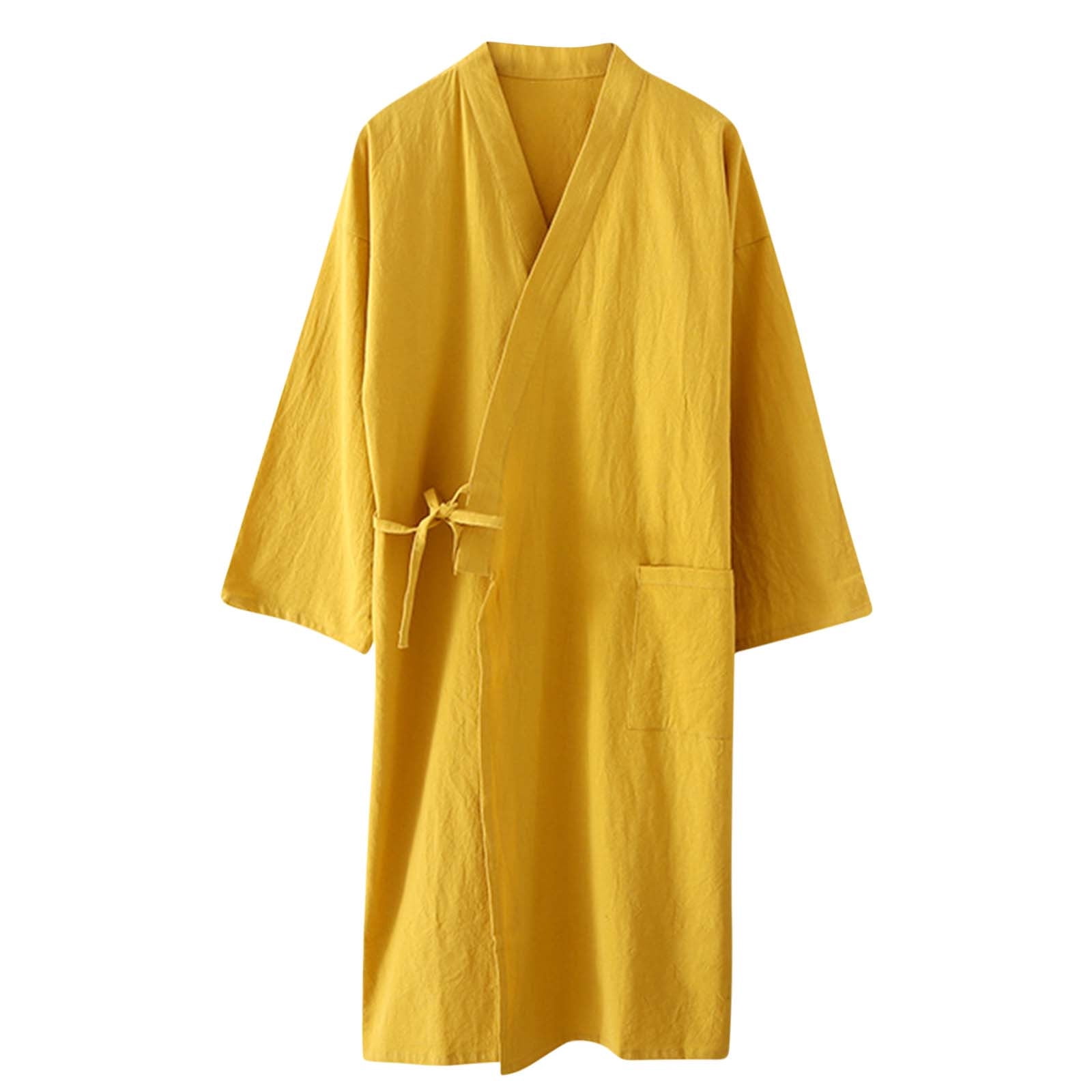 Generic Men Kimono Robe Cotton Yukata Spa Sauna Bathrobe Sleepwear ...