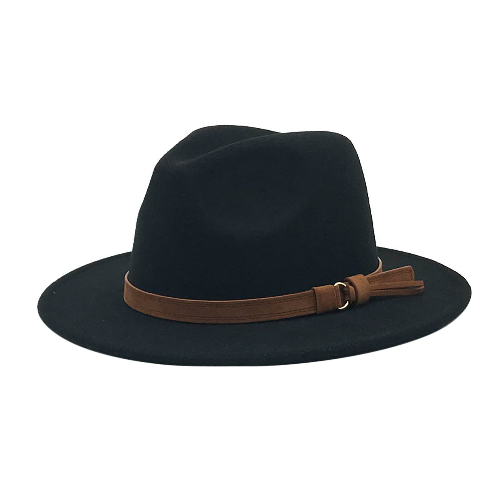Generic Men & Women Vintage Wide Brim Fedora Hat with Belt Buckle Wide ...