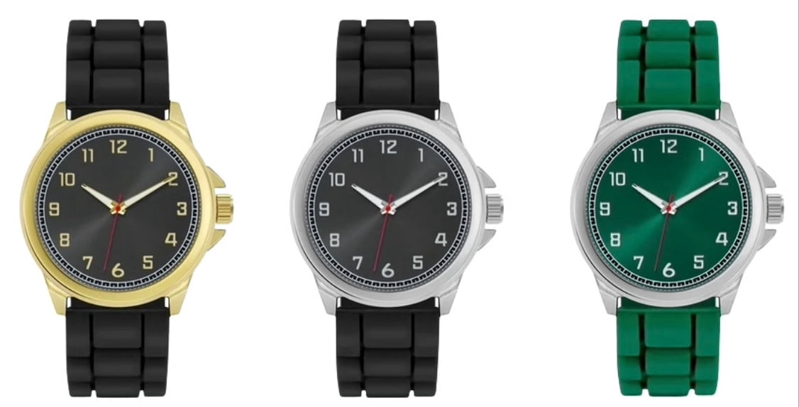 Generic Men’s 48mm Analog Quartz Watch, Silicone Band, Easy-Read Dial ...