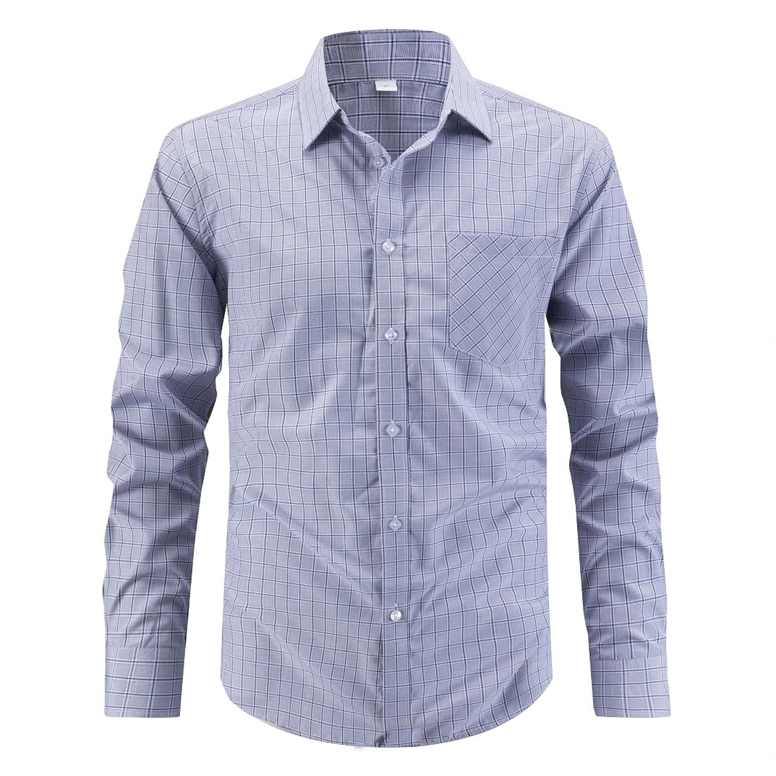Generic Men's Business Casual Dress Shirts Cotton Lapel Button Down ...
