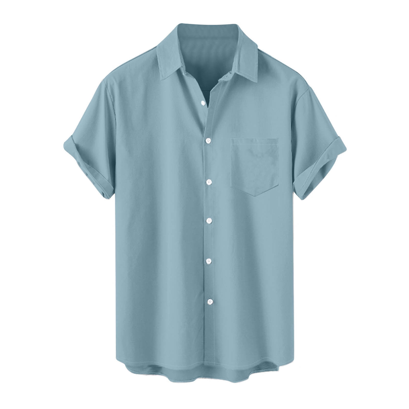 Generic Men's Button Down Shirts Classic Short Sleeve Solid Hipster ...
