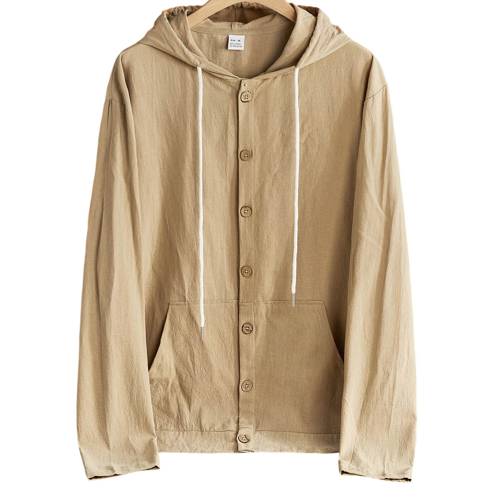 Generic Men's Casual Button Front Hoodie Shirt Button-Down Long Sleeve ...