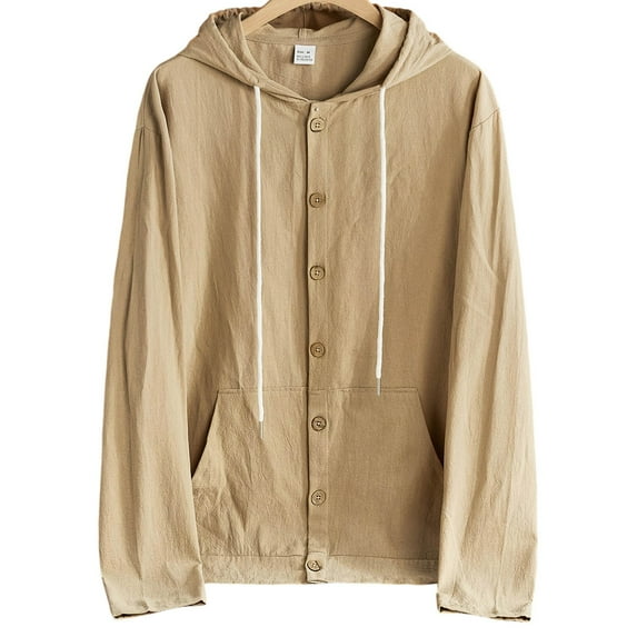 Generic Men's Casual Button Front Hoodie Shirt Button-Down Long Sleeve ...