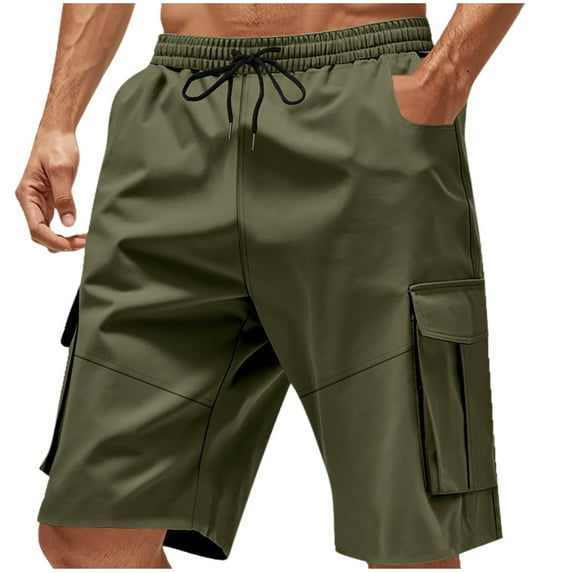 Generic Men's Casual Stretch Cargo Shorts Classic Drawstring Elastic ...