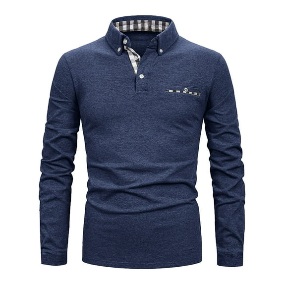 Generic Men's Classic Plaid Splicing T-Shirts Casual Long Sleeve ...