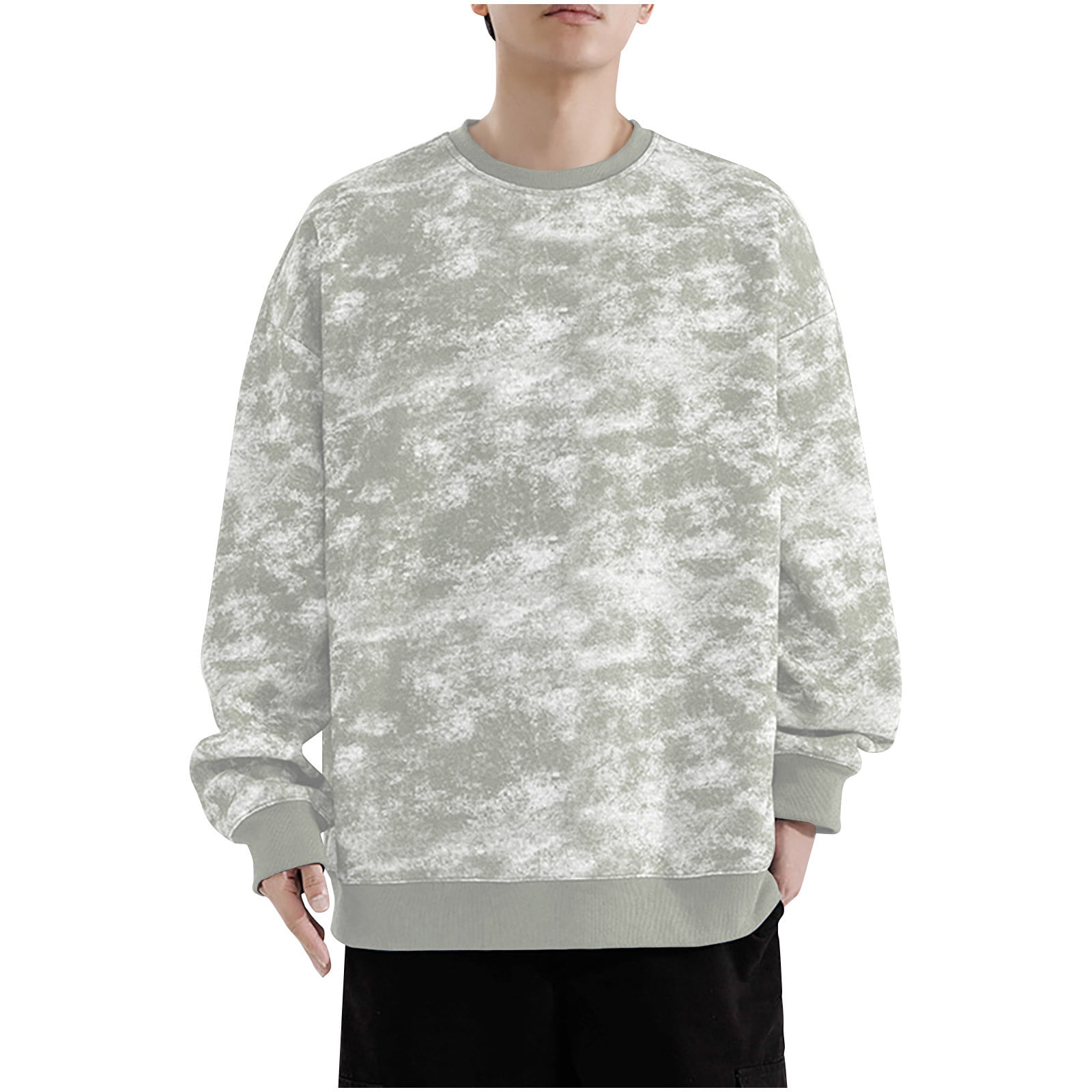 Generic Men's Color Block Sweatshirts Casual Loose Fit Crewneck Long ...