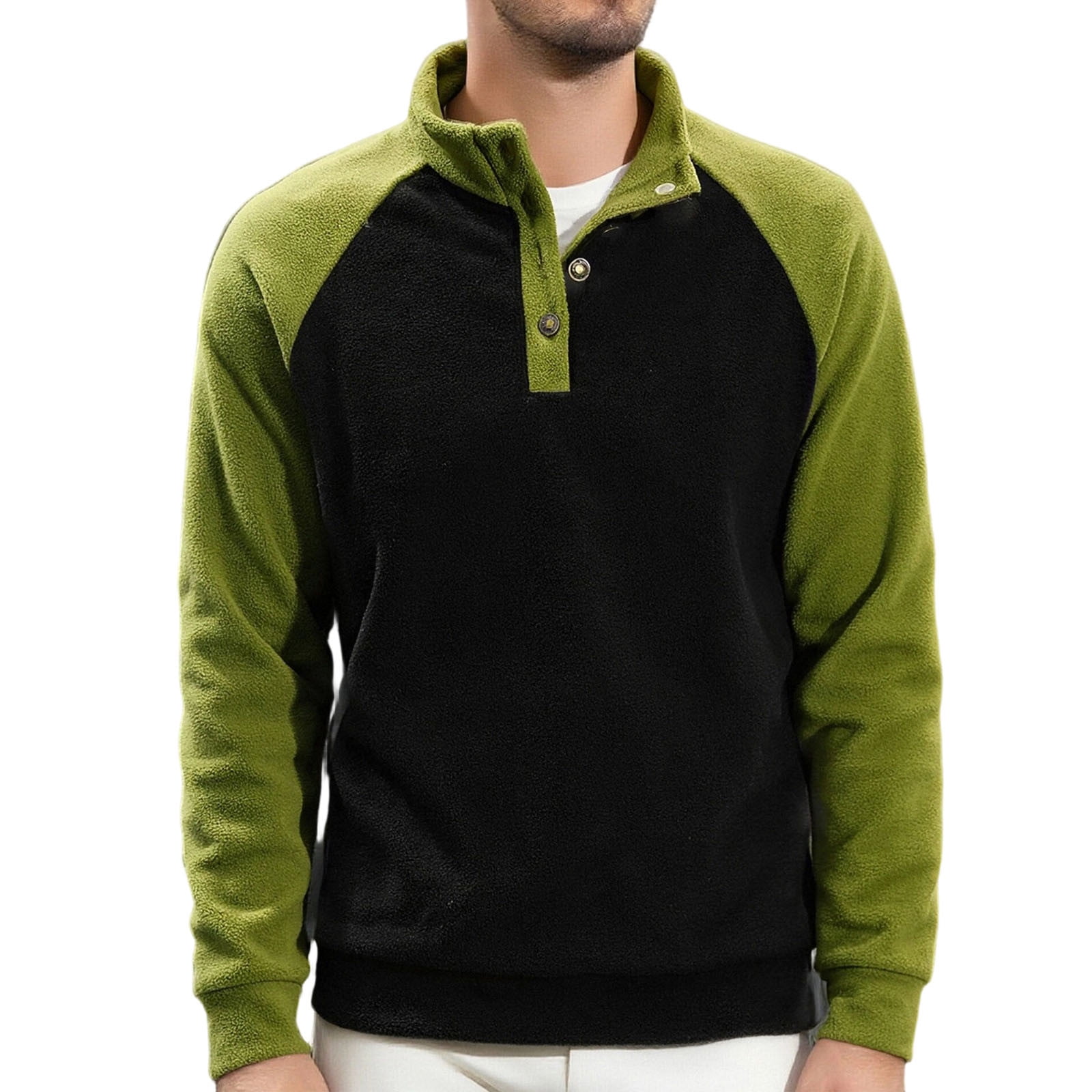 Generic Men's Corduroy Button Sweatshirt Casual Long Sleeve Stand ...