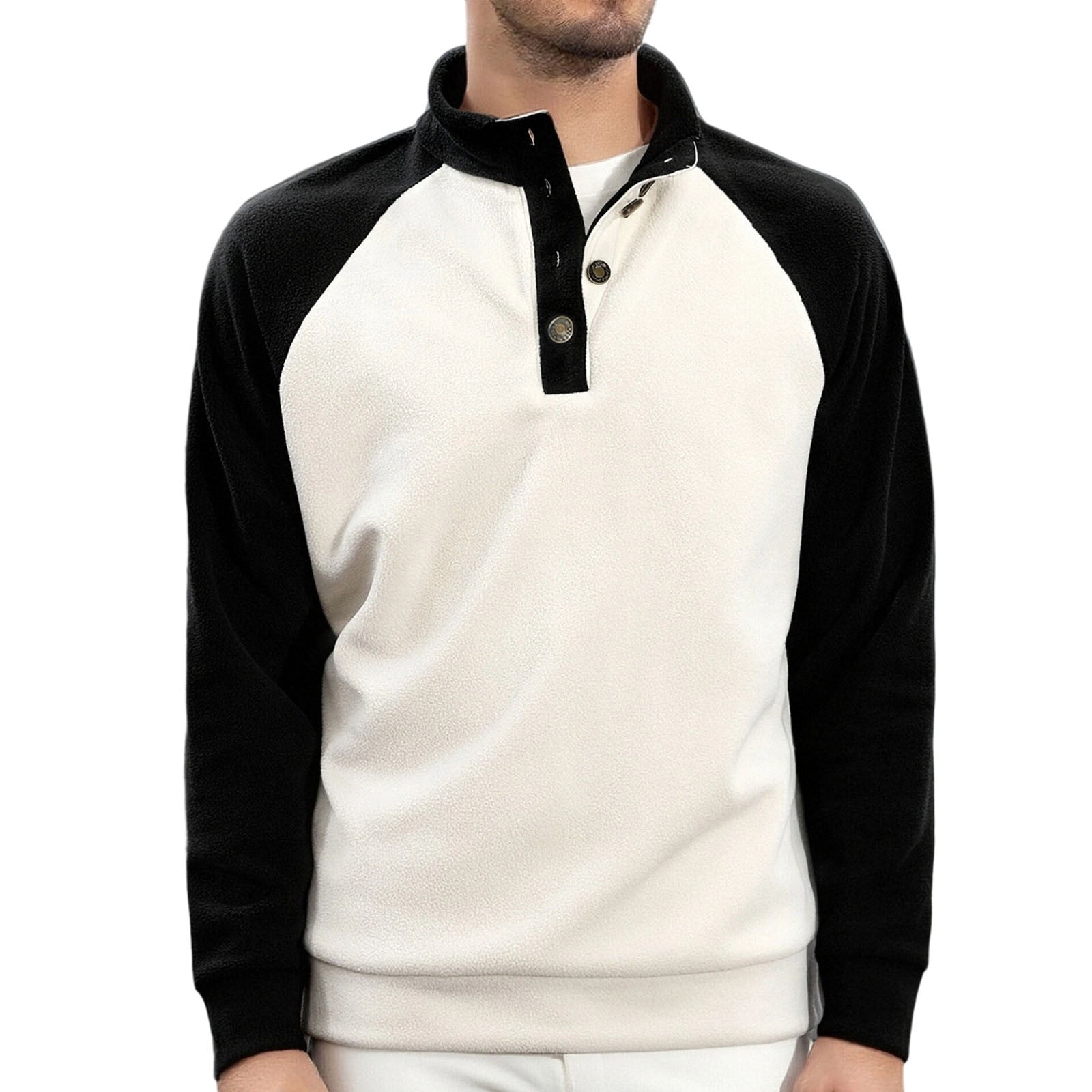 Generic Men's Corduroy Button Sweatshirt Casual Long Sleeve Stand ...