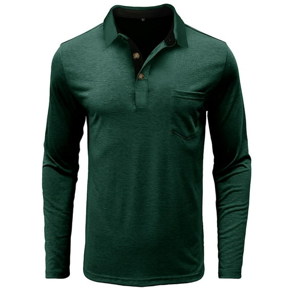 Generic Men's Cotton Long Sleeve Shirts Classic Button Down Henley ...