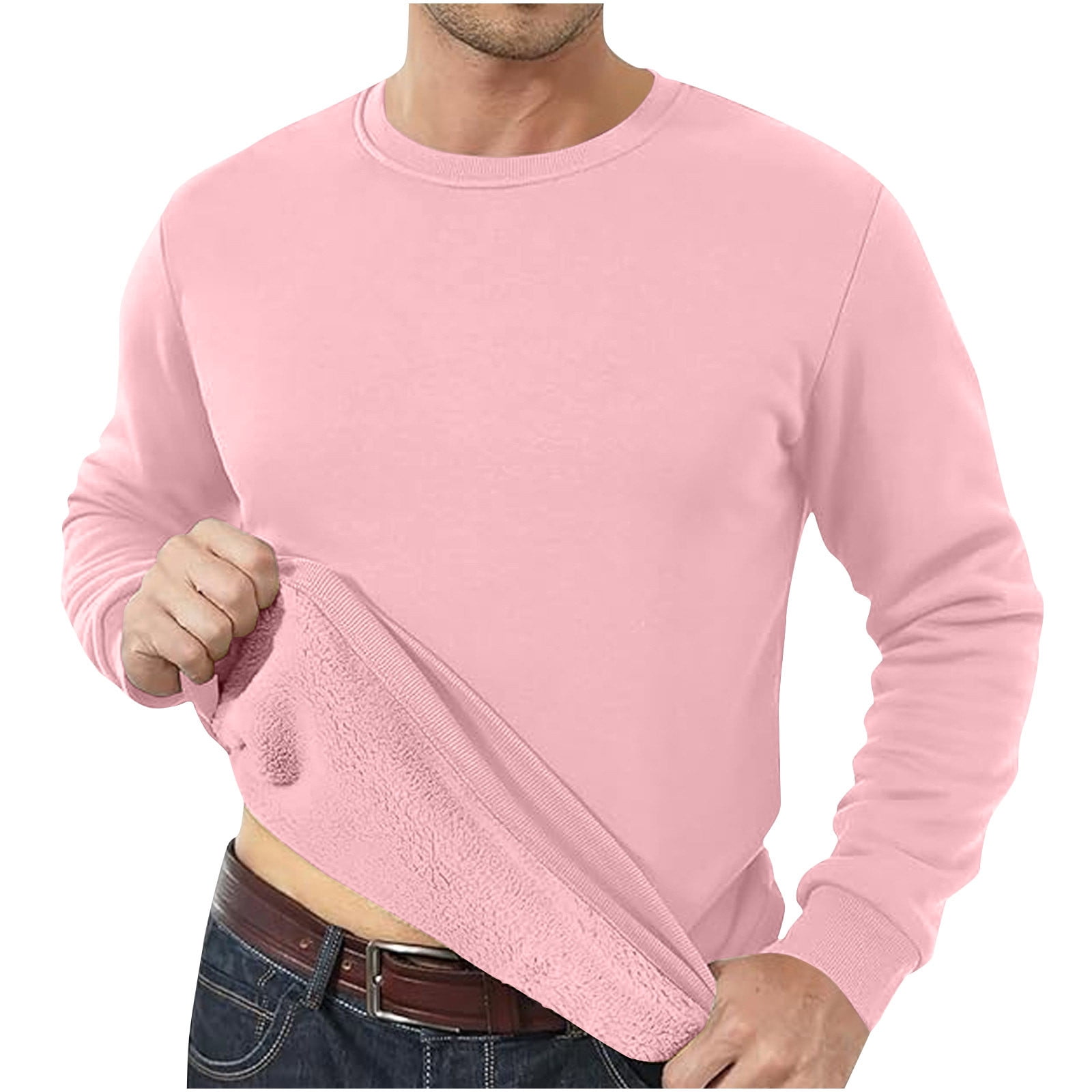 Generic Men's Full Sherpa Lined Crewneck Sweatshirts Premium Heavy ...