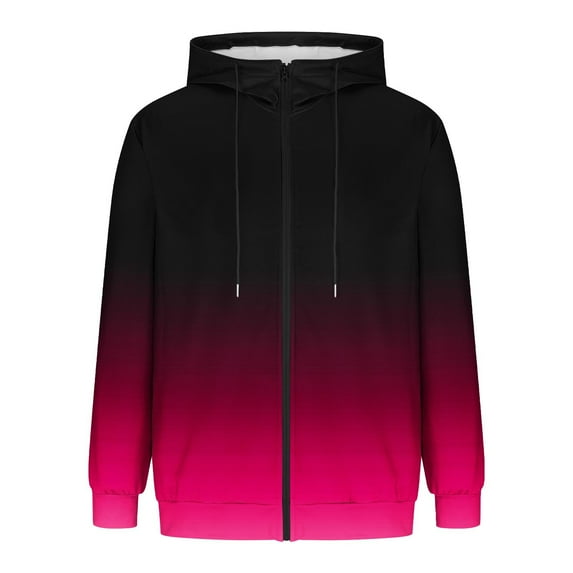 Generic Men's Full Zip Hoodies Gradient Color Fleece Lined Long Sleeve ...