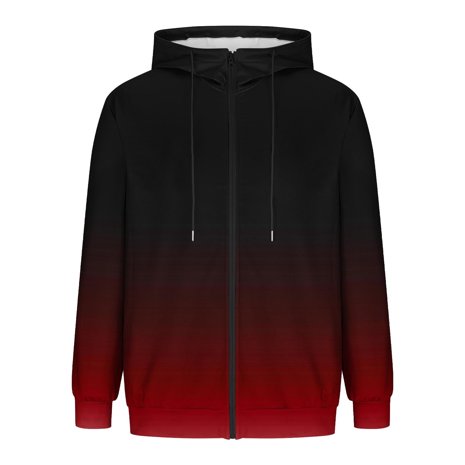 Generic Men's Full Zip Hoodies Gradient Color Fleece Lined Long Sleeve ...