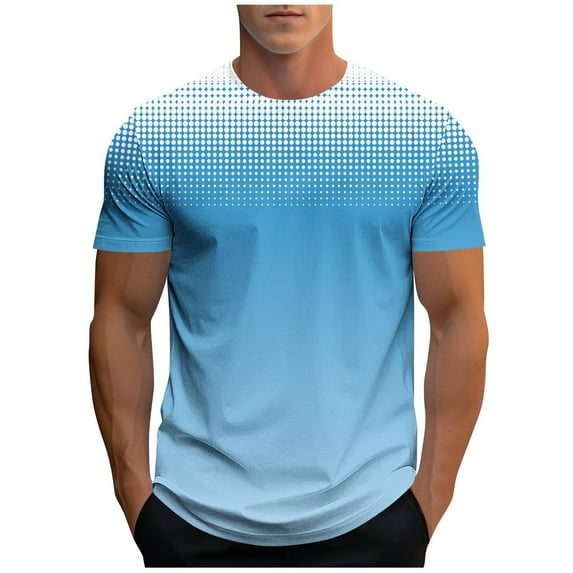 Generic Men's Gradient Color T-Shirt Crew Neck Short Sleeve T-Shirt ...