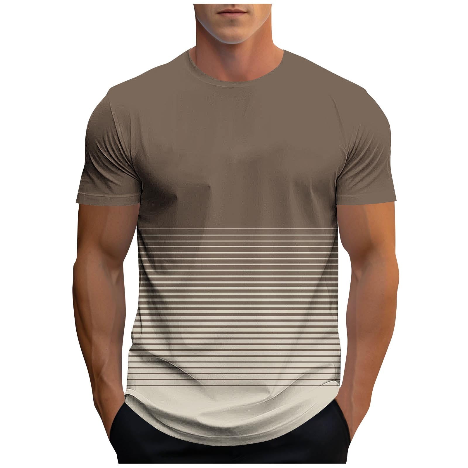 Generic Men's Gradient Color T-Shirt Crew Neck Short Sleeve T-Shirt ...