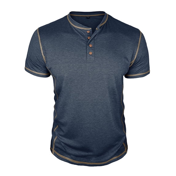 Generic Men's Henley T-Shirt Short Sleeve Crewneck Casual Cotton Shirts ...