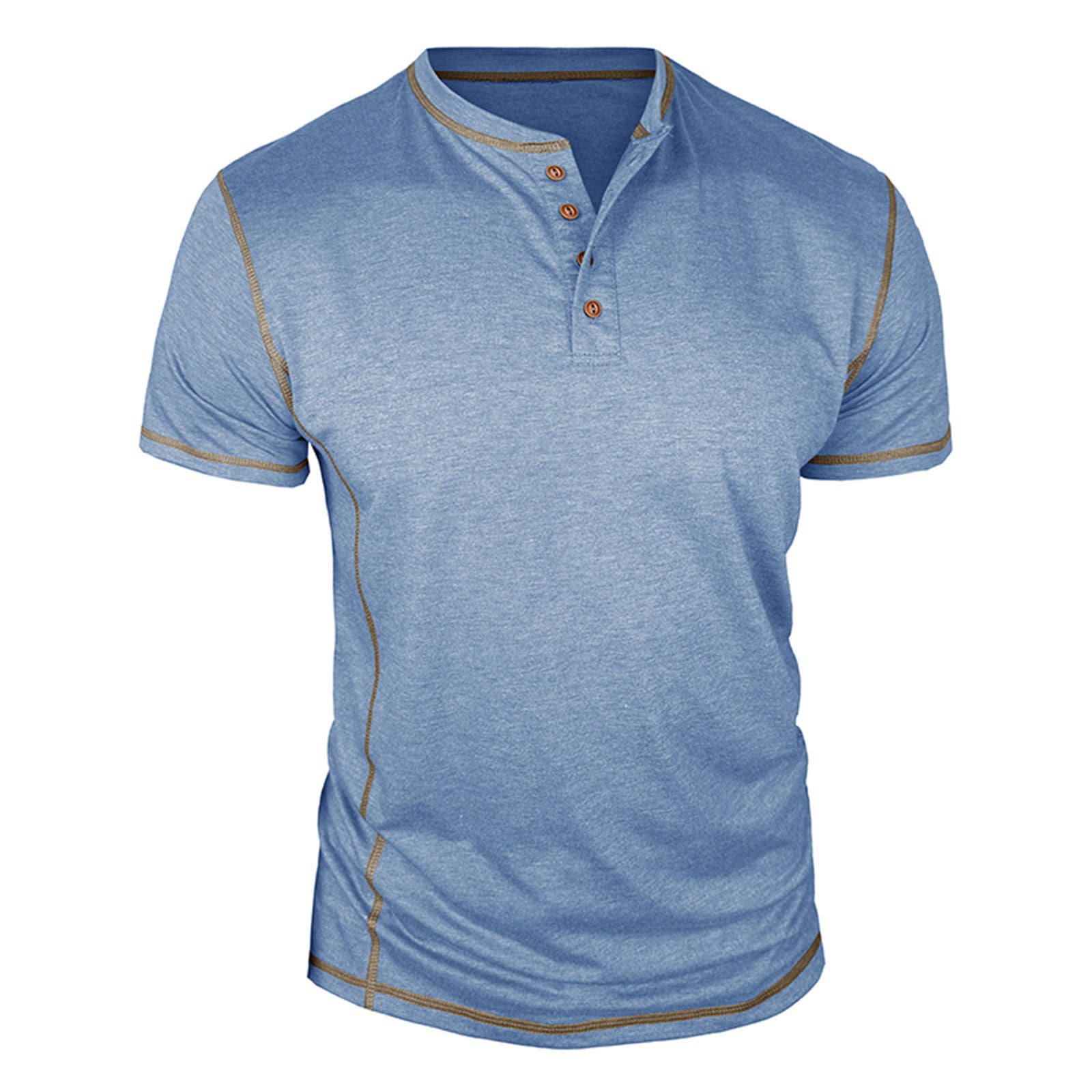 Generic Men's Henley T-Shirt Short Sleeve Crewneck Casual Cotton Shirts ...