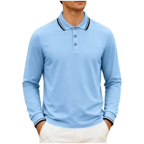 Generic Men's Lapel Business Casual Shirts Color Block Zip Long Sleeve ...