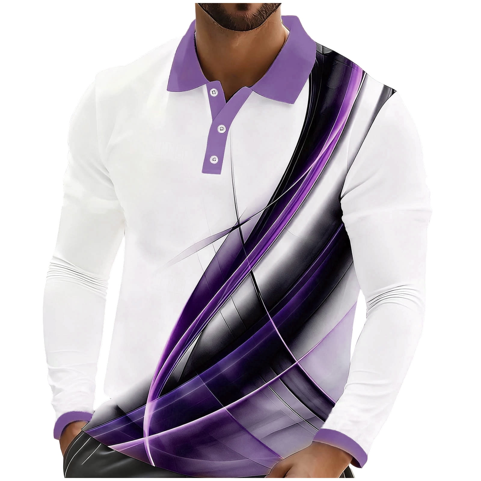 Generic Men's Long Sleeve Stylish Graphic Golf Shirts Casual Fashion ...