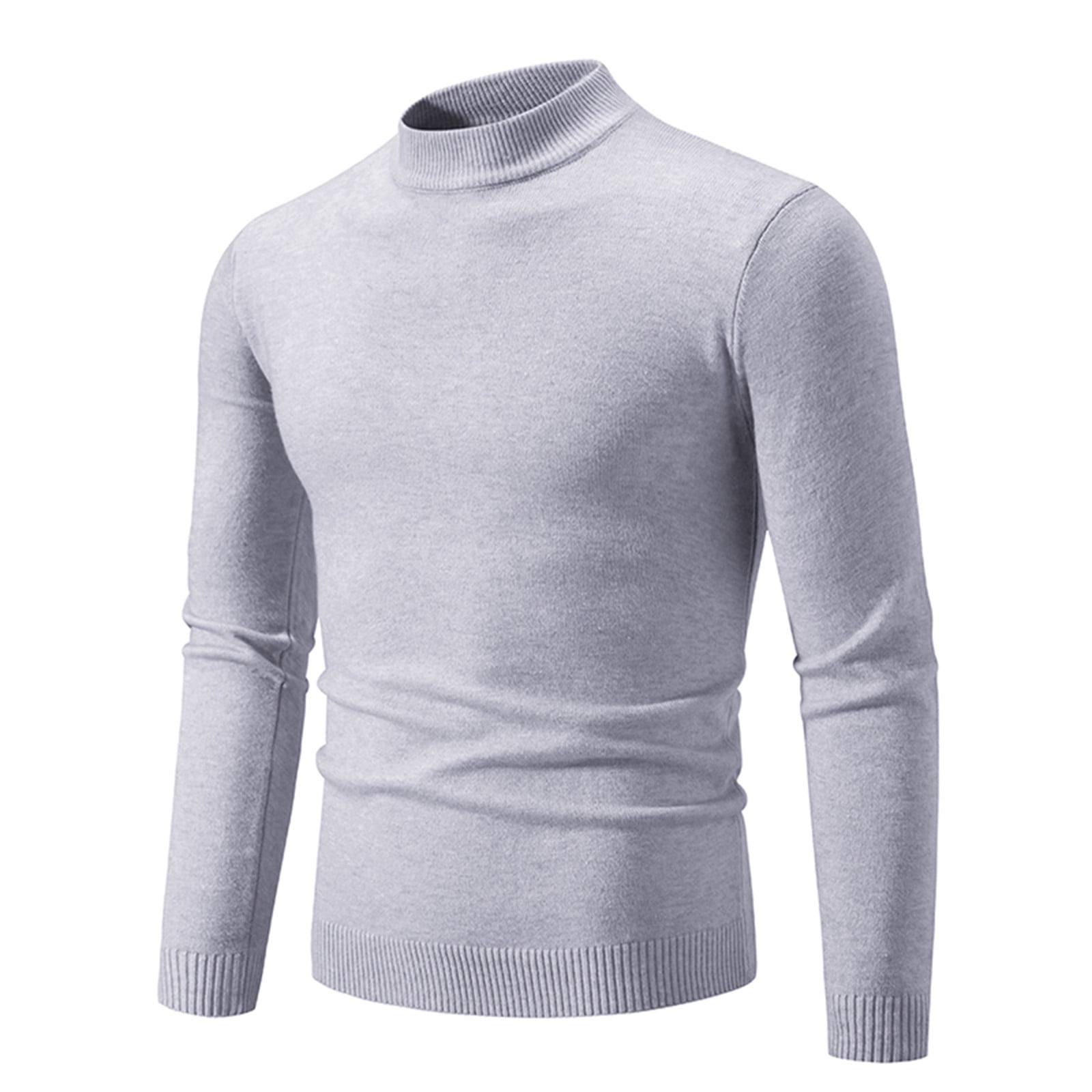 Generic Men's Mock Turtleneck Sweater Long Sleeve Pullover Knitted Thermal Casual Ribbed High ...