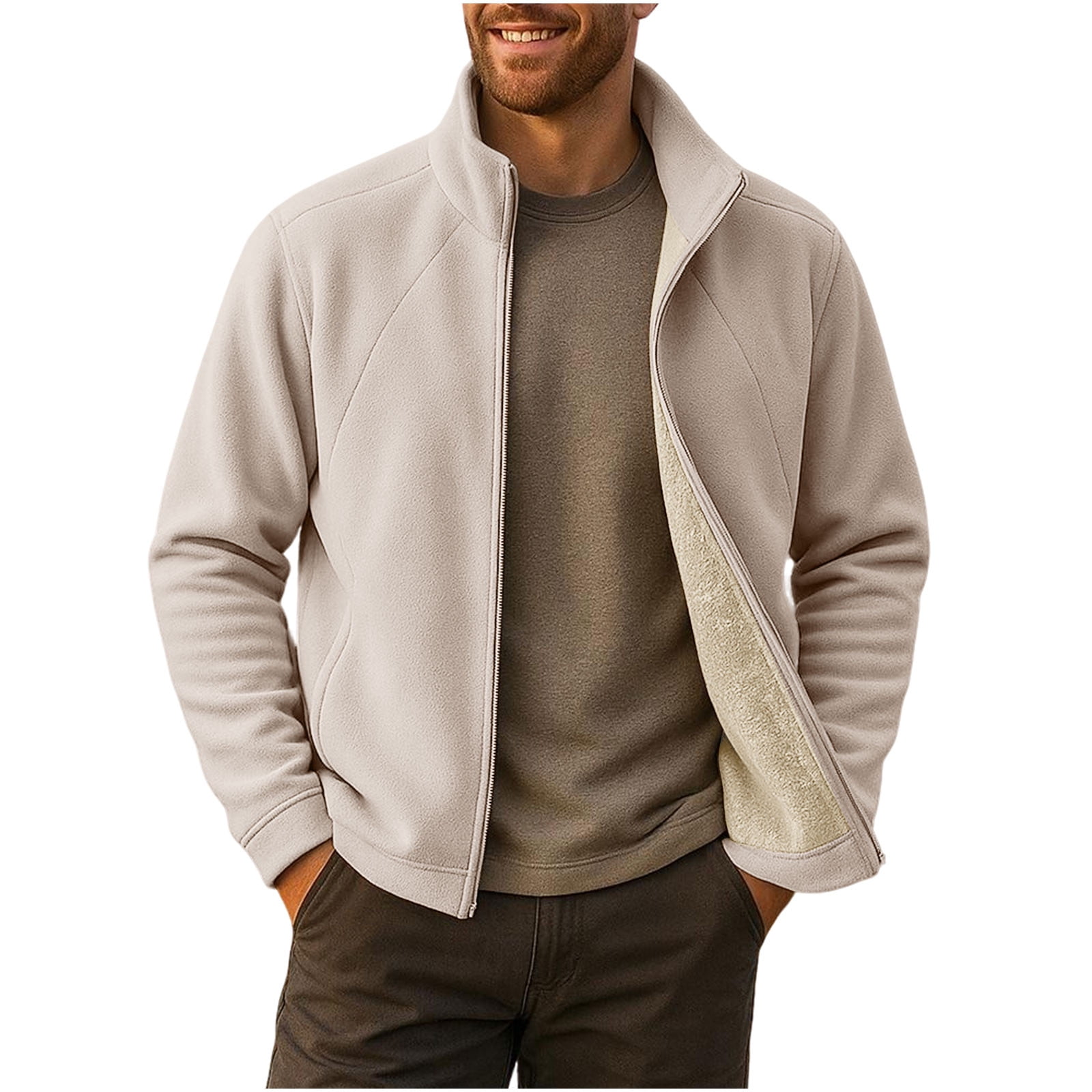 Generic Men's Polar Fleece Zip Up Jacket Lightweight Outdoor Recreation ...
