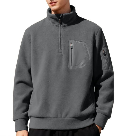 Generic Men's Quarter Zip Pullover Casual Fashion Soild Color ...