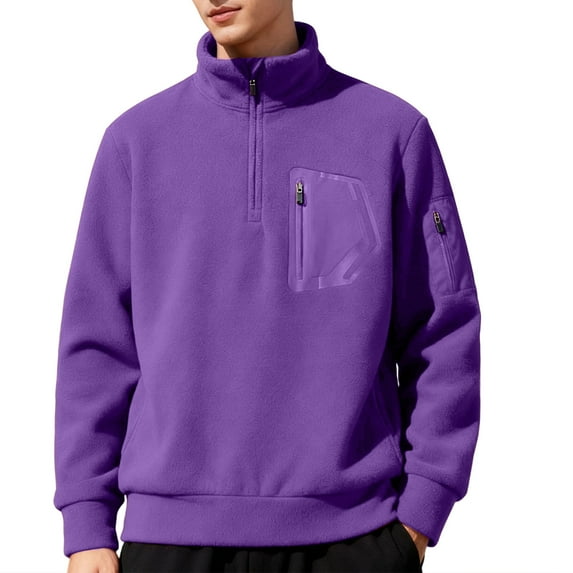 Generic Men's Quarter Zip Pullover Casual Fashion Soild Color ...