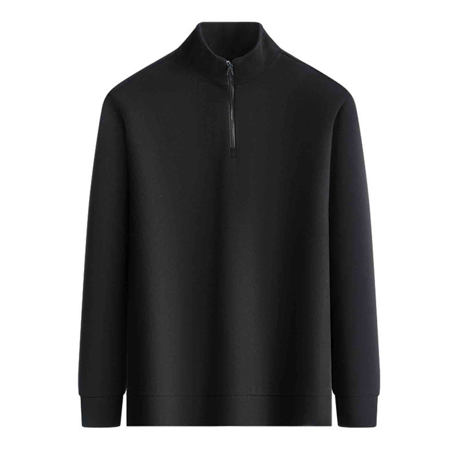 Generic Men's Quarter Zip Pullover Tops Casual Solid Color Long Sleeve ...