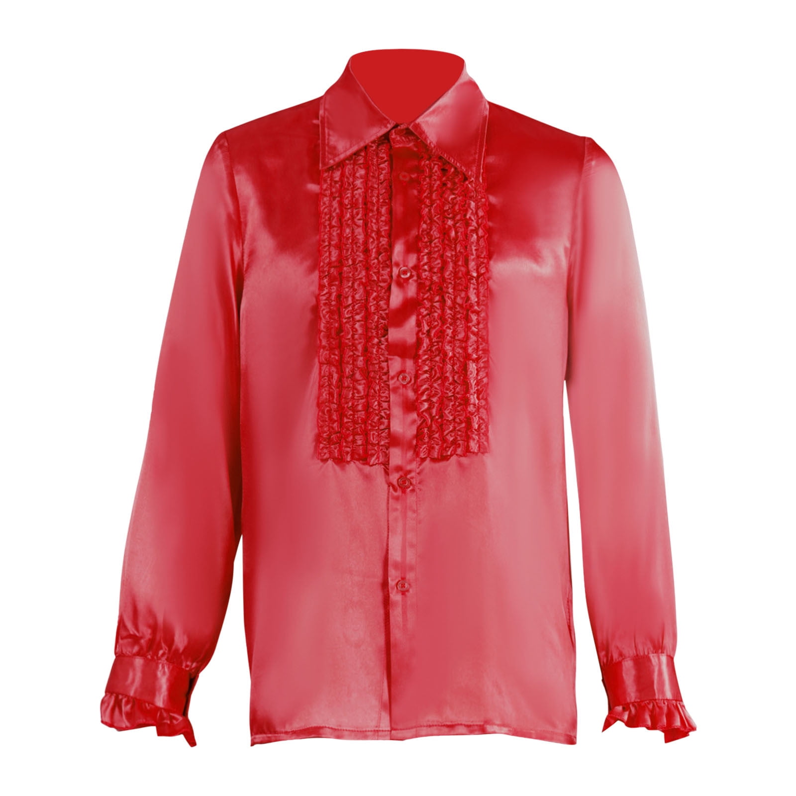 Generic Men's Satin Silk Tuxedo Shirt Ruffle Front Halloween Stag Party ...